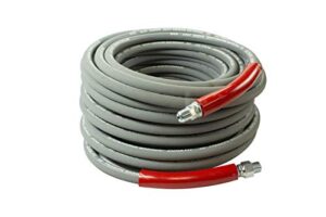 interchange brands 134-001053 3/8″ x 100′ 6000 psi threaded gray wrapped cover non-marking solid/swivel ends super oil pressure washer hose