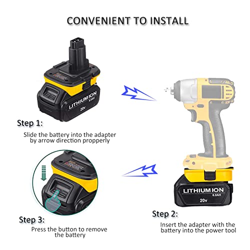 Lilocaja Replace 2 Pack DCA1820 Dewalt 20V Battery Adapter for Dewalt 18V Tools, Convert Dewalt 20V Max XR Lithium Battery DCB203 DCB205 to Dewalt 18V XRP NiCd NiMh Battery DC9098 DC9096