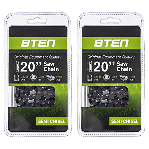 8TEN Chainsaw Chain for Stihl MS290 MS650 MS271 MS260 039 20 inch .063 Gauge .325 Pitch 81DL 2 Pack