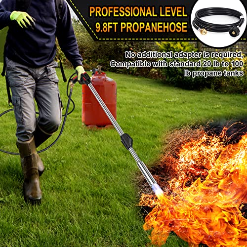 Gtonksye Propane Torch Weed Burner Kit,Blow Torch,Dual-purpose multifunctional gardening outdoor weed torch with push button Igniter and 9.8 ft hose.(Fuel Not Included)