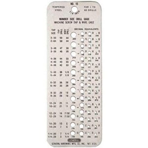 general tools 15 drill gage, number size drills 1 to 60