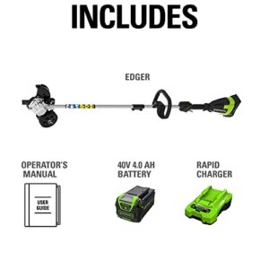 Greenworks 40V 8" Brushless Edger, 4.0Ah USB Battery and Charger Included