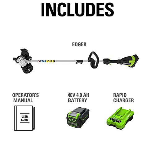 Greenworks 40V 8" Brushless Edger, 4.0Ah USB Battery and Charger Included