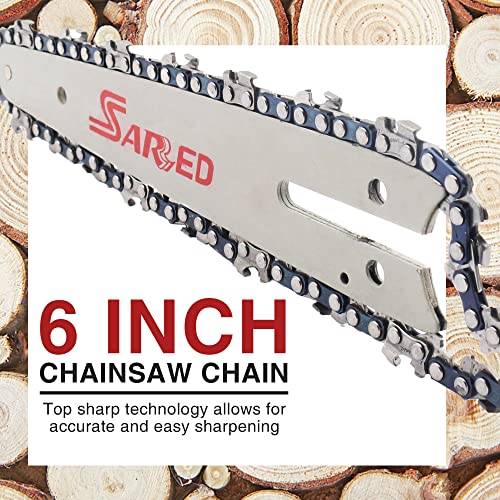 SARRED Chainsaw Chains 6 Inch Replacement Guide 37 Drive Links Saw Chain for Mini Chainsaw Chain, Chainsaw Chain for Wood Branch Pruning Trimming Cutting 2PCS