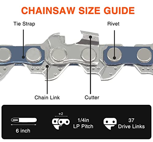 SARRED Chainsaw Chains 6 Inch Replacement Guide 37 Drive Links Saw Chain for Mini Chainsaw Chain, Chainsaw Chain for Wood Branch Pruning Trimming Cutting 2PCS