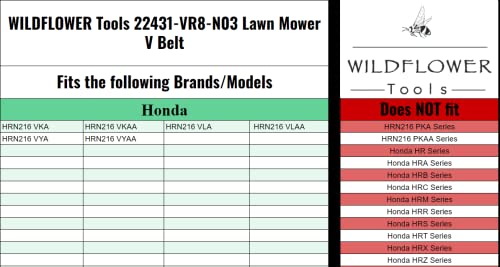 WILDFLOWER Tools 22431-VR8-N03 Lawn Mower V Belt for HRN216 VKA VKAA VLA VLAA Models