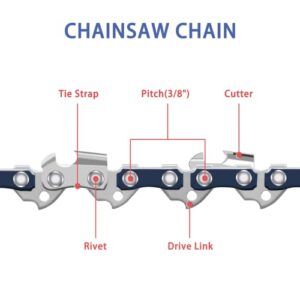 O-CONN 4 Pack 14 Inch Chainsaw Chain 3/8" LP Pitch .050'' Gauge 52 Drive Links Fits Echo, Craftsman, Poulan, Ryobi and more