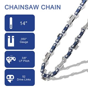 O-CONN 4 Pack 14 Inch Chainsaw Chain 3/8" LP Pitch .050'' Gauge 52 Drive Links Fits Echo, Craftsman, Poulan, Ryobi and more