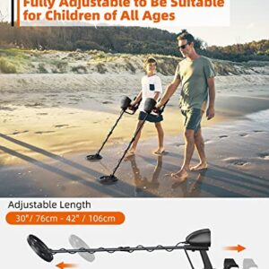 Metal Detector Kit for Kids & Adults with Sand Sifter Scoop, IP68 Waterproof, LCD Display & 8" Coil Adjustable Gold Detector for Treasure Hunting, Lightweight Easy to Use