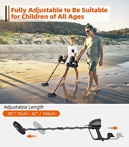 Metal Detector Kit for Kids & Adults with Sand Sifter Scoop, IP68 Waterproof, LCD Display & 8" Coil Adjustable Gold Detector for Treasure Hunting, Lightweight Easy to Use