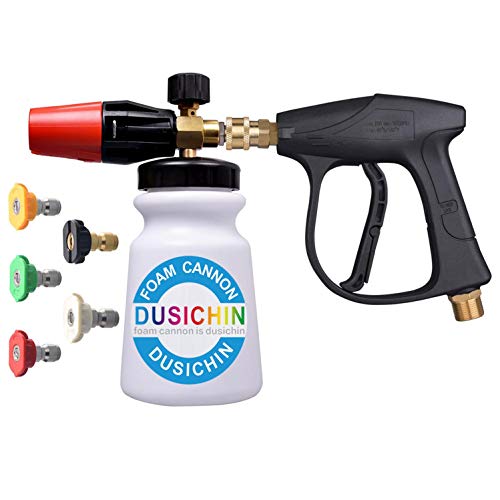 DUSICHIN DUS-218 Foam Cannon Snow Foam Lance Thick Foam Dispenser Pressure Washer Spray Gun Adjustable Nozzle 3000 PSI Jet Wash Adjustable Spray Nozzle Foam Maker 360 Degree Turning for Car Cleaning