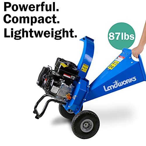 Landworks Mini Wood Chipper Shredder Mulcher Heavy Duty 7HP Compact Design 3" Inch Max Capacity