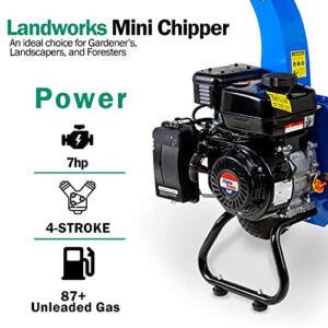 Landworks Mini Wood Chipper Shredder Mulcher Heavy Duty 7HP Compact Design 3" Inch Max Capacity