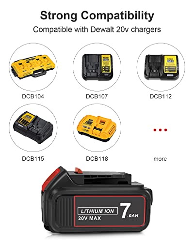 Lenoya 7000mAh Replacement for Dewalt 20V Battery DCB207 2Packs