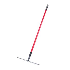 Bully Tools 92369 18" Stone Rake with Long Fiberglass Handle