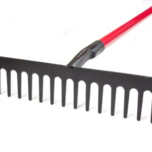 Bully Tools 92369 18" Stone Rake with Long Fiberglass Handle