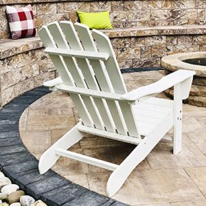 Redback White Adirondack Chair 2 Set Classic Oversized Adirondack Chairs 350lbs Duty Rating Plastic/Resin Faux Wood Chair for Fire Pit & Patio Deck Garden