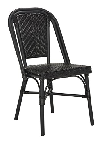 Safavieh PAT4013A-SET2 Outdoor Collection Daria Black Stacking Side Chair