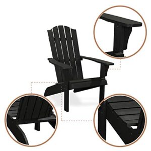 PolyTEAK Adirondack Chair Set of 4, Premium Weather Resistant Poly Lumber, Outdoor Patio Furniture, Up to 300 lb, Plastic Adirondack Chairs for Porches, Decks, and Pool Side, Element Collection, Black