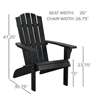 PolyTEAK Adirondack Chair Set of 4, Premium Weather Resistant Poly Lumber, Outdoor Patio Furniture, Up to 300 lb, Plastic Adirondack Chairs for Porches, Decks, and Pool Side, Element Collection, Black