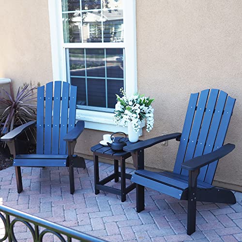 PolyTEAK Adirondack Chair Set of 4, Premium Weather Resistant Poly Lumber, Outdoor Patio Furniture, Up to 300 lb, Plastic Adirondack Chairs for Porches, Decks, and Pool Side, Element Collection, Black