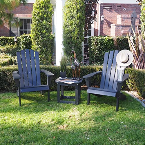 PolyTEAK Adirondack Chair Set of 4, Premium Weather Resistant Poly Lumber, Outdoor Patio Furniture, Up to 300 lb, Plastic Adirondack Chairs for Porches, Decks, and Pool Side, Element Collection, Black