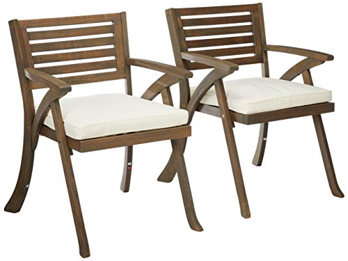 Christopher Knight Home Helen Outdoor Acacia Wood Dining Chair, Gray and Crème