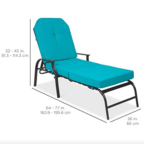 Almacén Outdoor 5 Recline Position Adjustable Chaise Lounge Chair Sun Bed Lounger Recliner 2 Soft Thick Comfortable Backrest and Lounge Cushion Garden Patio Deck Veranda Swimming Pool Beach Use