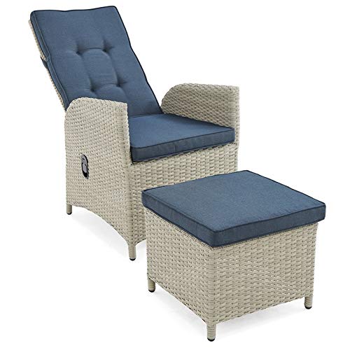 Haven All-Weather Wicker Outdoor Recliners with Ottomans and Cushions, Set of Two