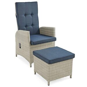 Haven All-Weather Wicker Outdoor Recliners with Ottomans and Cushions, Set of Two