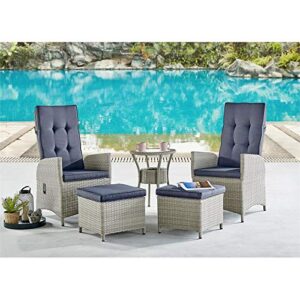 Haven All-Weather Wicker Outdoor Recliners with Ottomans and Cushions, Set of Two