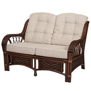 alexa living sofa/loveseat dark walnut color natural rattan wicker handmade design with cushion