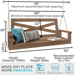 Porchgate Amish Heavy Duty 700 Lb Boardwalk Porch Swing W/Chains (5 Foot, Warm Walnut Stain)