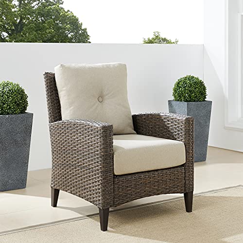 Crosley Furniture CO7160-LB Rockport Outdoor Wicker High Back Arm Chair, Light Brown