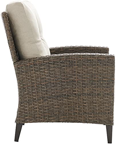 Crosley Furniture CO7160-LB Rockport Outdoor Wicker High Back Arm Chair, Light Brown