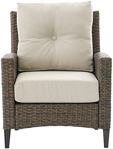 Crosley Furniture CO7160-LB Rockport Outdoor Wicker High Back Arm Chair, Light Brown