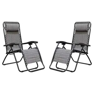 caravan canopy infinity zero gravity steel frame patio deck chair, grey (pair)