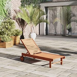 amazonia garopaba 1-piece poolside chaise lounger | eucalyptus wood | ideal for outdoors and indoors, 72lx26wx38h