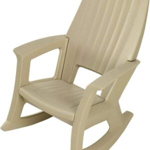 LBONG Heavy Duty All Weather Outdoor Porch Rocker,Resin Outdoor Rocker,Easy to Assemble Deck and Patio,600lbs Capacity (Sand Tan)