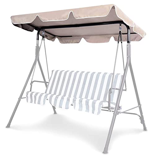 NBCV Replacement Canopy for Swing Seat 2 & 3 Seater Hammock Cover Top Garden Outdoor, Replacement Canopy Top Cover with 4 Reinforced Corner Pockets, Waterproof,Beige,164x114x15cm