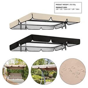 NBCV Replacement Canopy for Swing Seat 2 & 3 Seater Hammock Cover Top Garden Outdoor, Replacement Canopy Top Cover with 4 Reinforced Corner Pockets, Waterproof,Beige,164x114x15cm