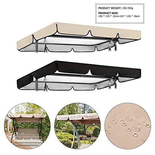 NBCV Replacement Canopy for Swing Seat 2 & 3 Seater Hammock Cover Top Garden Outdoor, Replacement Canopy Top Cover with 4 Reinforced Corner Pockets, Waterproof,Beige,164x114x15cm