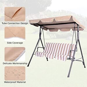 NBCV Replacement Canopy for Swing Seat 2 & 3 Seater Hammock Cover Top Garden Outdoor, Replacement Canopy Top Cover with 4 Reinforced Corner Pockets, Waterproof,Beige,164x114x15cm