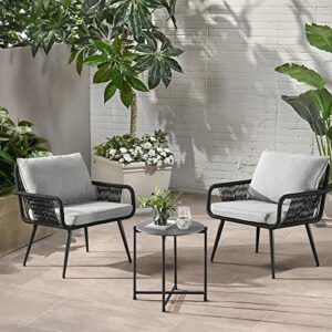 Andover All-Weather Outdoor 29"H Rope Armchairs with Light Gray Cushions, Set of 2 - Comfortable Patio/Porch Seating, Water-Resistant Cushions, Modern Furniture, Weatherproof, Indoor/Outdoor