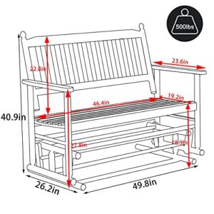 VEIKOUS 2-Person Patio Glider Bench Outdoor Porch Garden Wooden Loveseat Rocking Chair Gliding Double Seat White