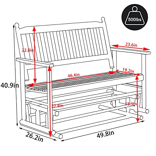 VEIKOUS 2-Person Patio Glider Bench Outdoor Porch Garden Wooden Loveseat Rocking Chair Gliding Double Seat White