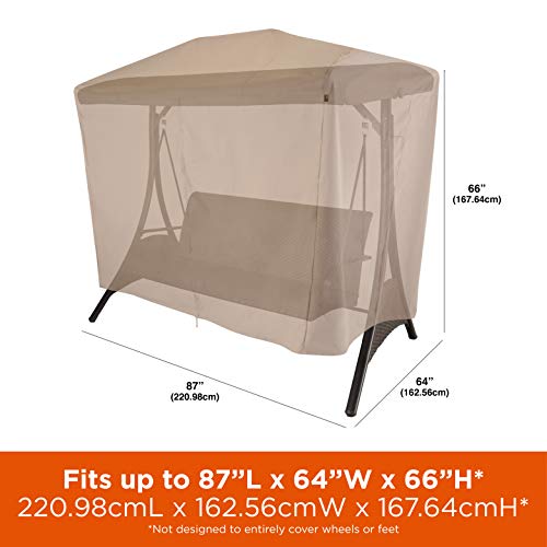 Modern Leisure 2922 Chalet Two Seater Patio Canopy Swing Cover (87 L x 64 D x 66 H) Water-Resistant, Beige