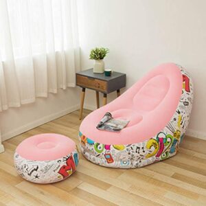 CALIDAKA Inflatable Lounge Chair with Ottoman Blow Up Chaise Lounge Air Lazy Sofa Set Inflatable Deck Chair Portable Inflatable Seat with Foot Stool for Indoor Outdoor Travel Camping Picnic