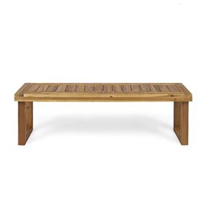 christopher knight home kemp outdoor acacia wood bench, sandblast natural finish