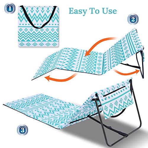 BenefitUSA Outdoor Portable Lounge Chair Beach Reclining Lounger Chair Ground Mat Beach Pool (Stripe)